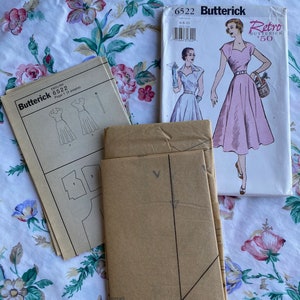 Vintage 2000s Dress Pattern Retro Butterick 6522 1950s Fashion Sz S US ...