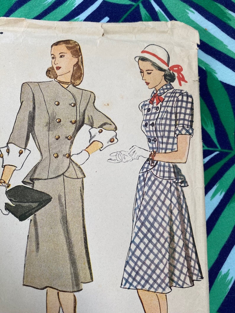 Vintage 1940s 2 Pc Suit Dress Pattern Simplicity 1866 B29 - Etsy