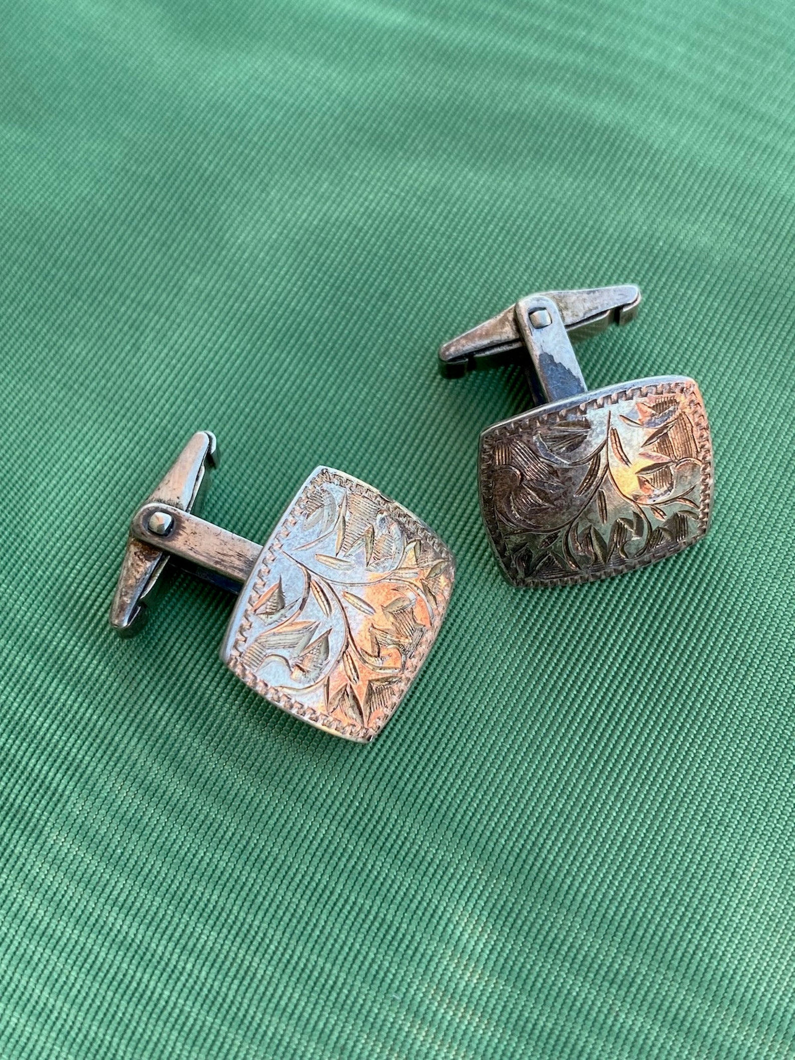 Vintage 1950s 1960s Mens Silver Cufflinks Foliate Etched - Etsy