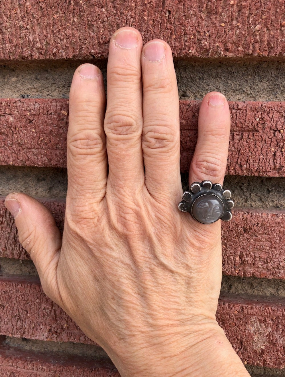 Vintage 1990s Unisex Silver Sun Ring Peruvian Quartz Sz 5 | Etsy