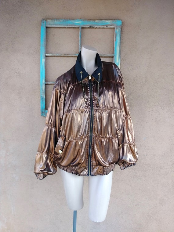 Vintage 1980s Copper Bomber Jacket Reversible Sz M L … - Gem