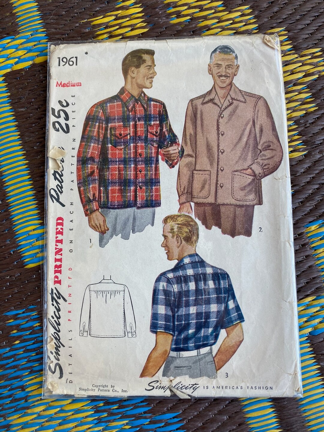 Vintage 1940s Mens Ricky Shirt Pattern Simplicity 1961 Sz M 38-40 - Etsy