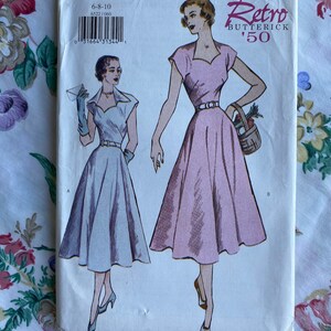 Vintage 2000s Dress Pattern Retro Butterick 6522 1950s Fashion Sz S US ...