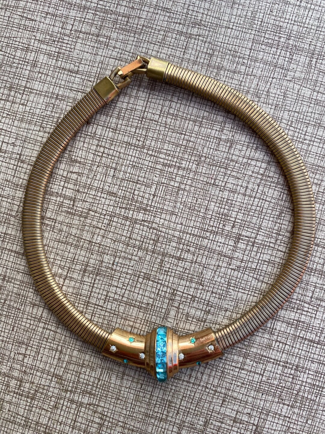 Vintage 1940s Coro Serpentine Coil Necklace W Blue Rhinestones 15.75 ...