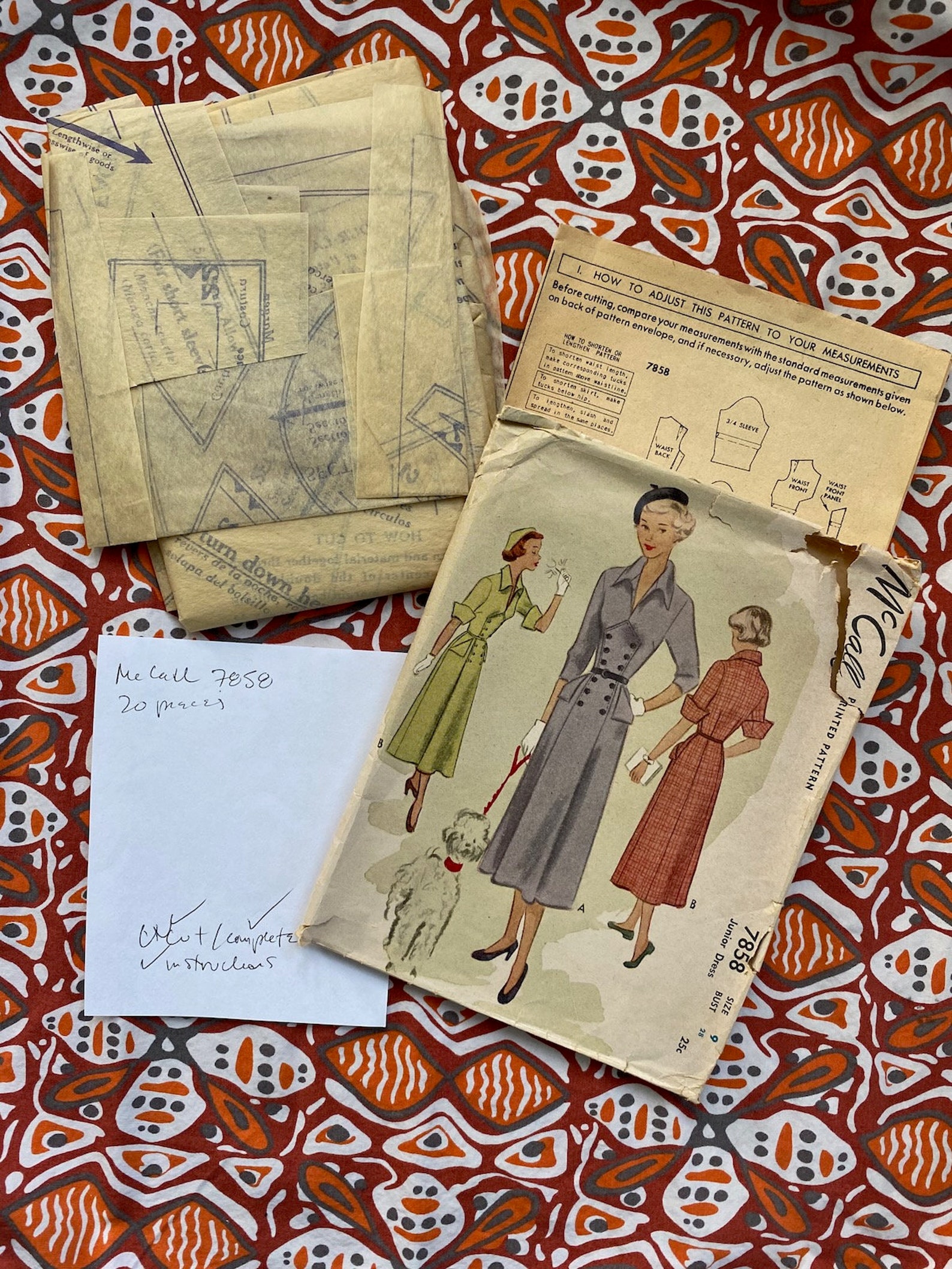 Vintage 1940s Tailored Day Dress Pattern Mccall 7858 Sz S B28 - Etsy