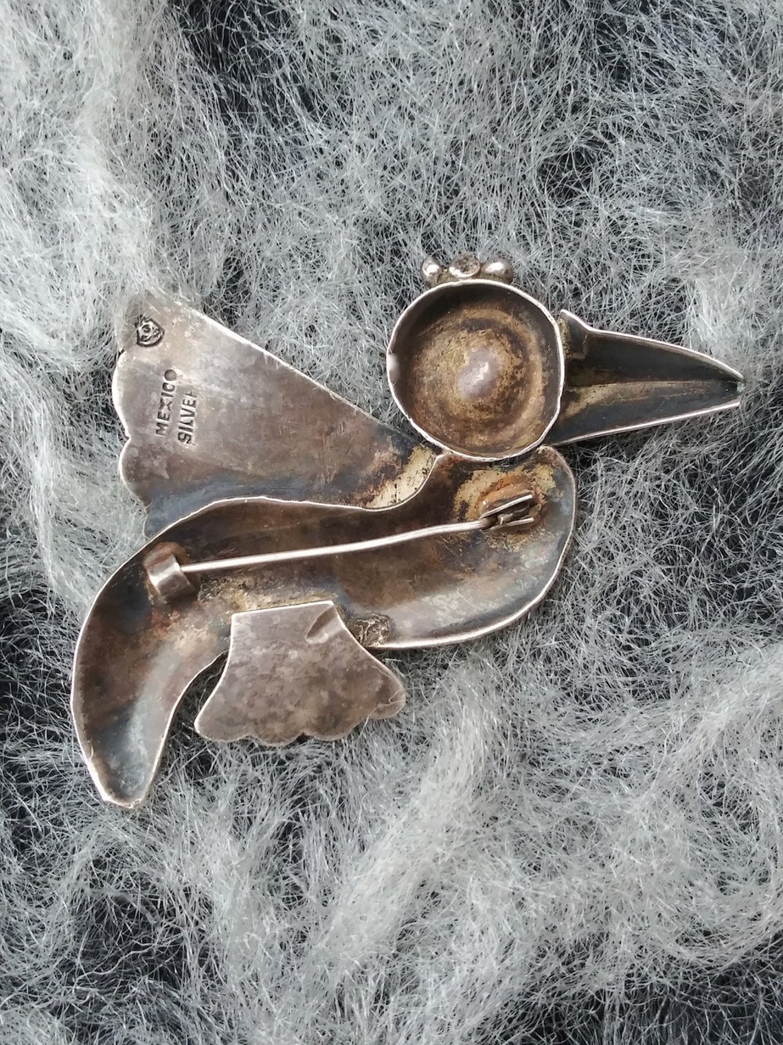 Vintage 1940s Silver Bird Brooch Amethyst Eye Taxco Pre Eagle - Etsy