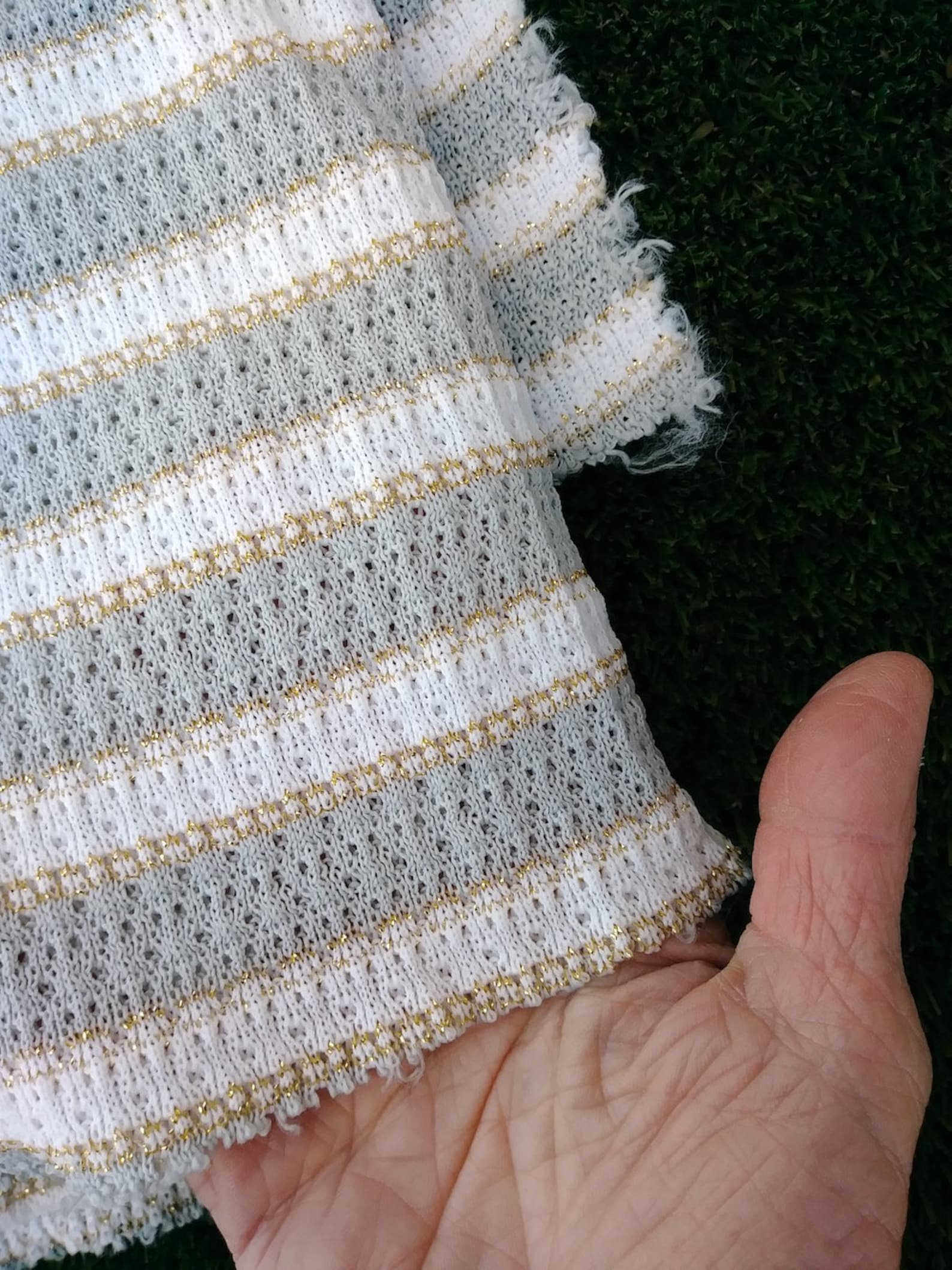 Vintage 1970s Metallic Pointelle Knit Fabric 1.44 Yds - Etsy