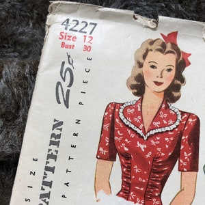 Vintage 1940s Dress Pattern Simplicity 4227 Sz S B30 - Etsy