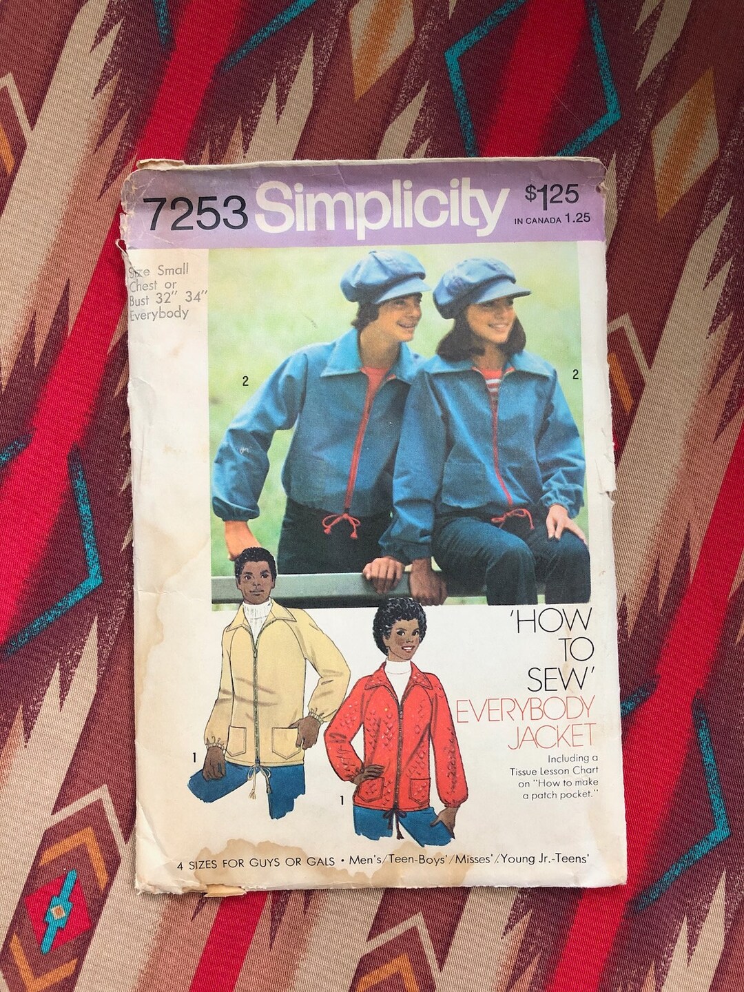 Vintage 1970s Everybody Jacket Pattern Newsboy Hat Simplicity 7253 Sz S ...