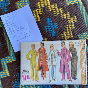 Vintage 1960s 1970s Jumpsuit Long Vest Pattern Simplicity 9071 Sz L B36 ...