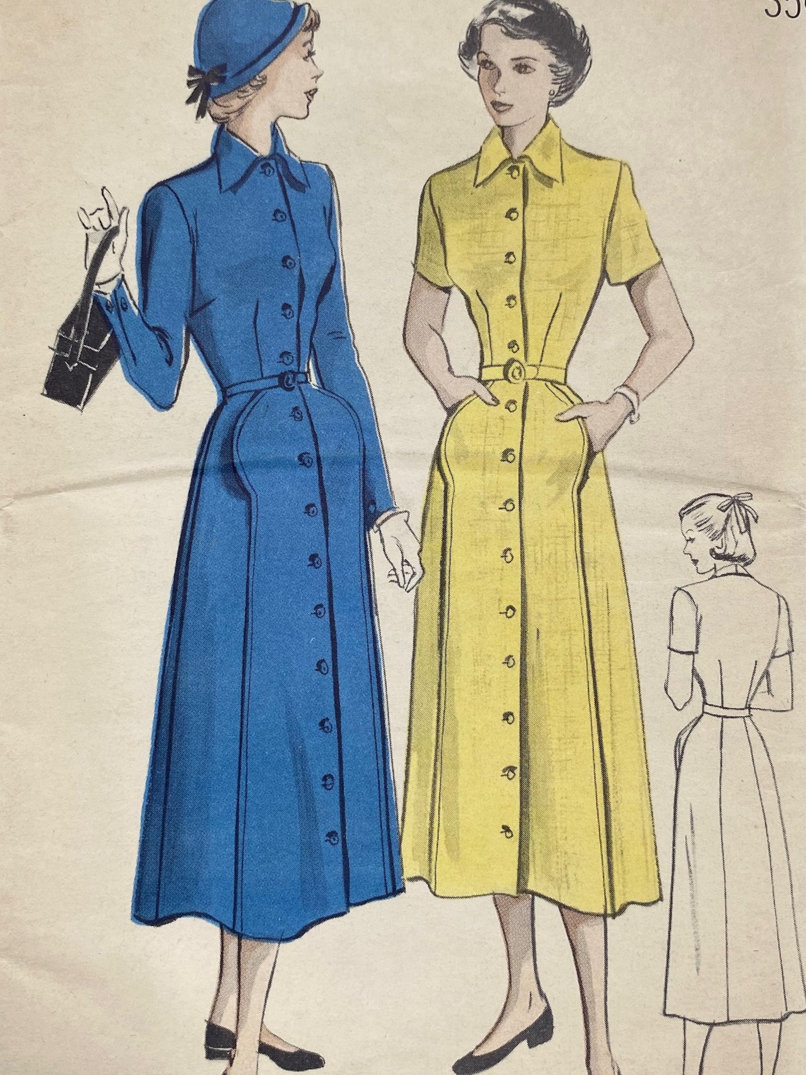Vintage 1940s Shirtdress or Coat Dress Pattern Butterick 5147 - Etsy