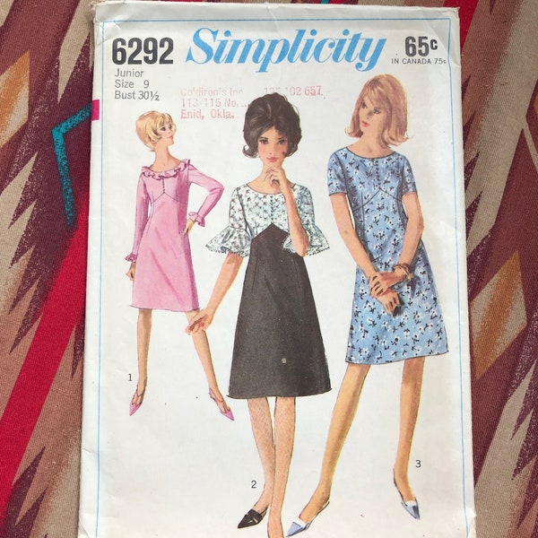 60s Simplicity Empire Waist Dress Pattern - Etsy