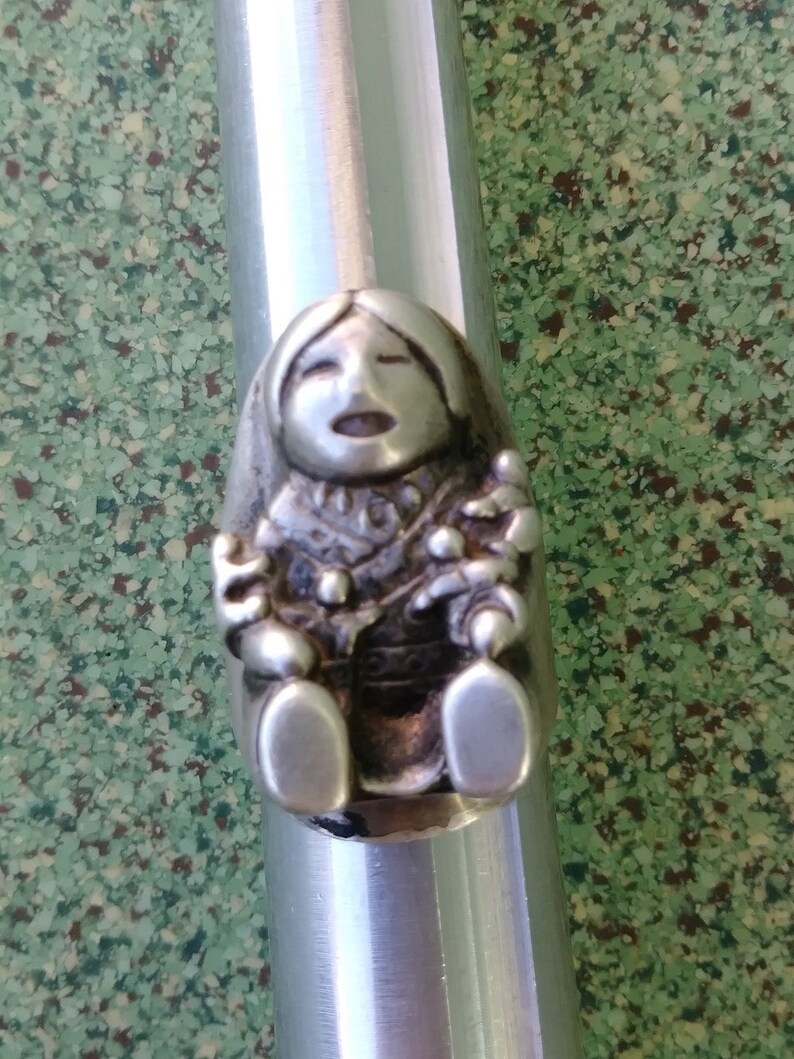 Vintage 1980s Silver Storyteller Ring Native Design Unisex Sz - Etsy