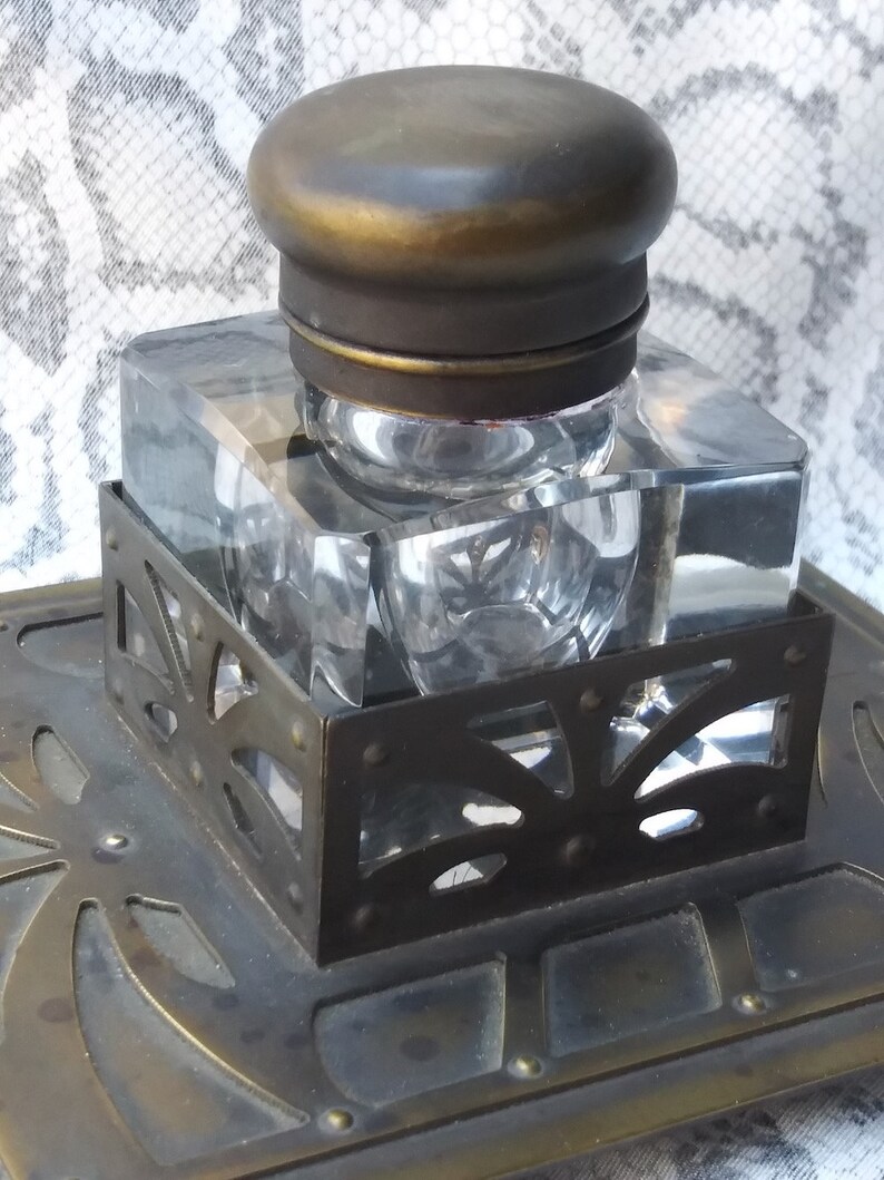 Vintage 1920s 1930s Art Deco Inkwell Stamp Box Set Antique - Etsy