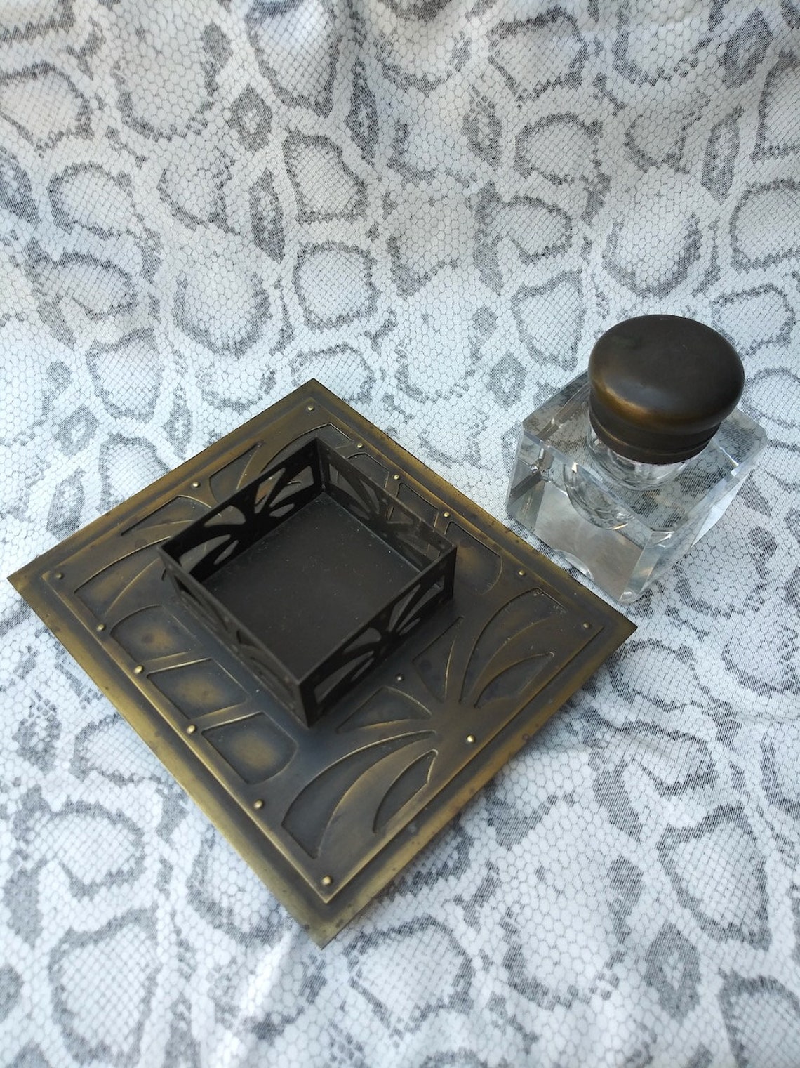 Vintage 1920s 1930s Art Deco Inkwell Stamp Box Set Antique - Etsy