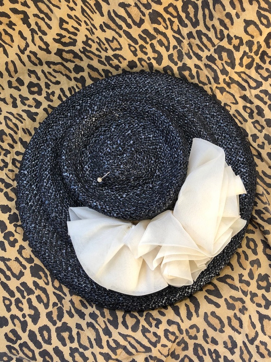 Vintage 1960s Blue Straw Statement Hat With Big Bow - Etsy