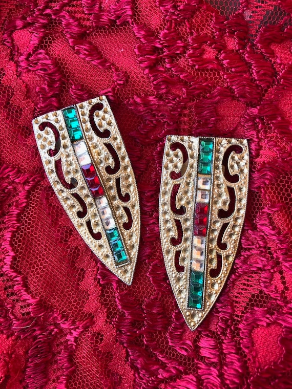 Vintage 1930s Rhinestone Dress Clip Fur Clip Pair - Gem