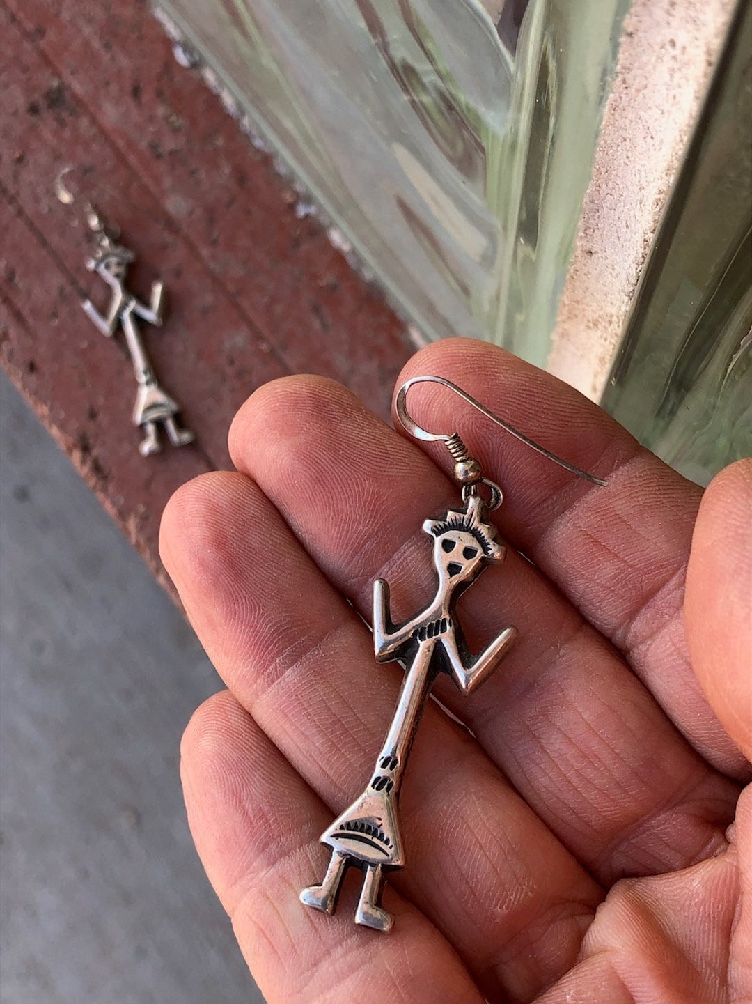 Vintage 1980s Silver People Earrings Native Artisan Pierced - Etsy