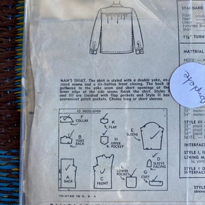 Vintage 1940s Mens Ricky Shirt Pattern Simplicity 1961 Sz M 38-40 - Etsy