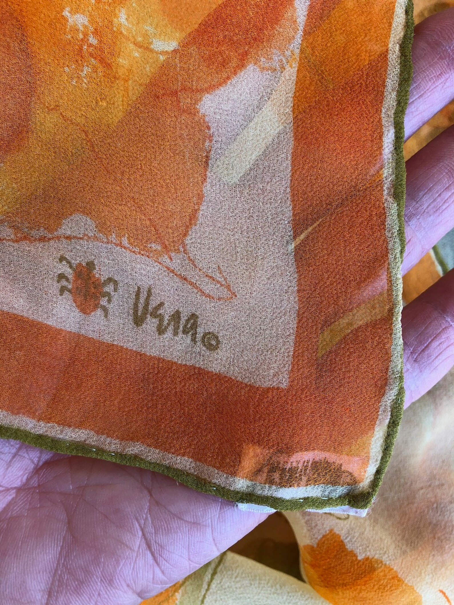 Vintage 1960s Vera Silk Chiffon Scarf Orange Iris - Etsy