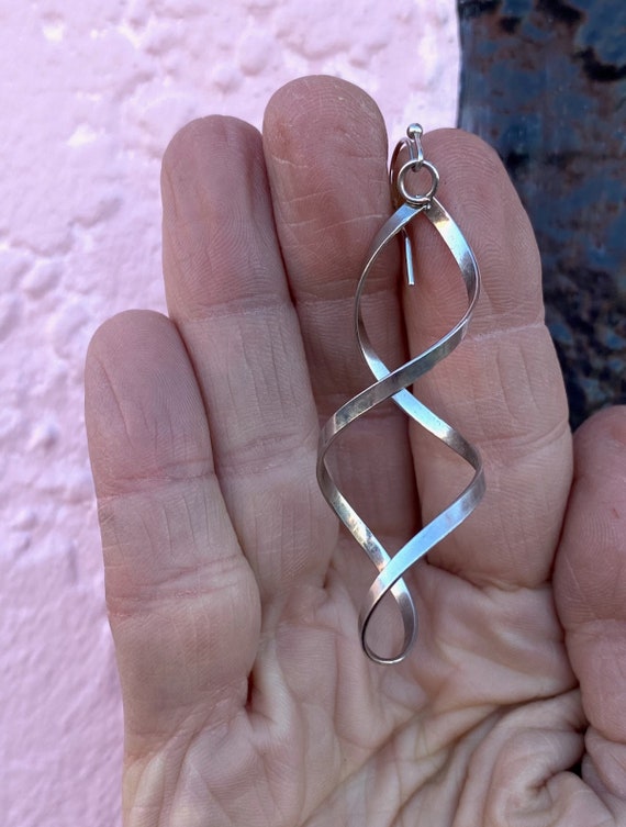 Vintage 1990s Sterling Silver Twirly Dangle Earrings … - Gem