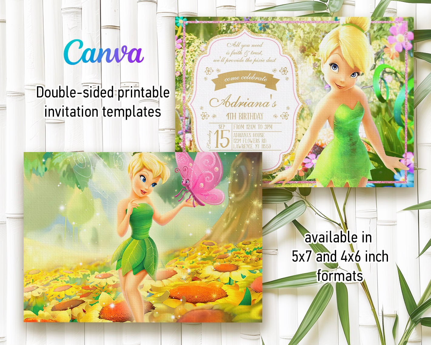 Printable Fairy Tinkerbell Fairy Birthday Invitation, Tinker Bell ...