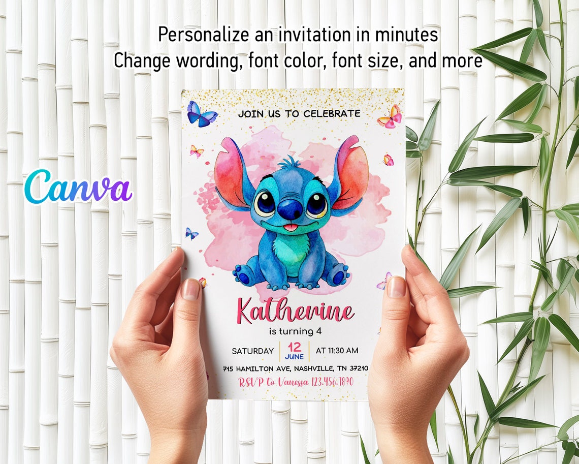 Printable Editable Stitch Invitation, Lilo and Stitch Birthday Invite ...