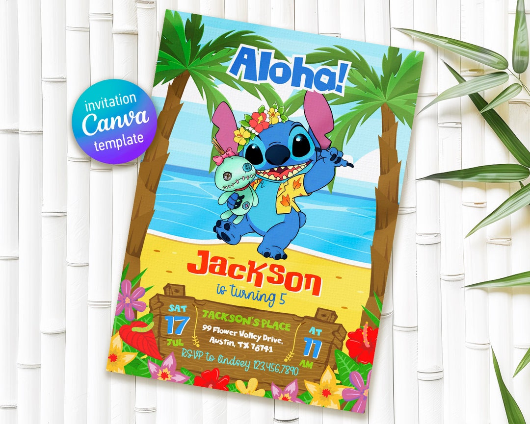 Printable Editable Stitch Invitation, Lilo and Stitch Birthday Invite ...