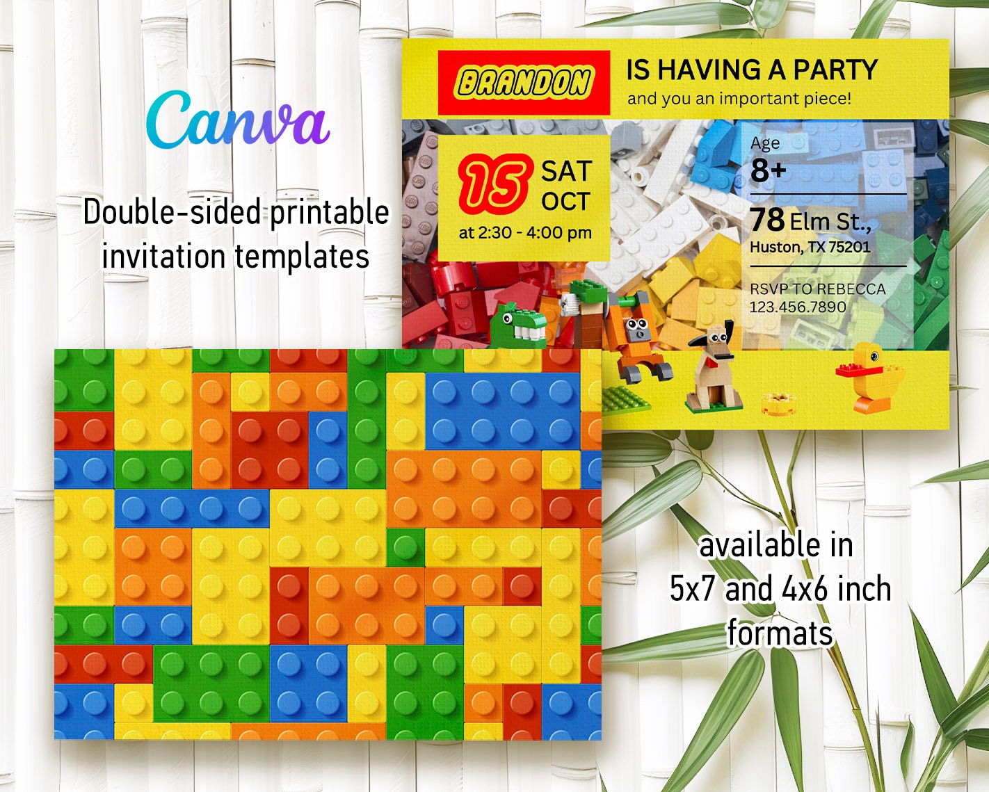 Building Blocks Birthday Invitation, Construction Birthday Invitation ...
