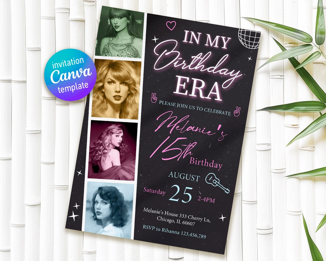 The Eras Tour Birthday Party, Printable Taylor Swift Birthday Invite ...
