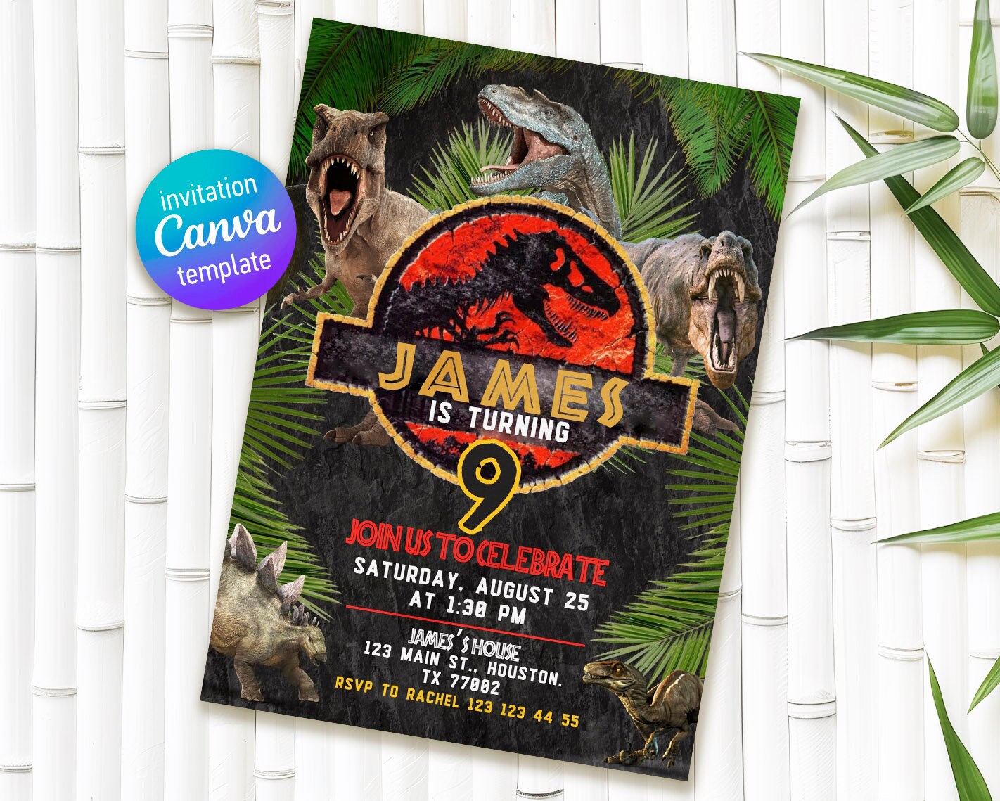 Invitación de cumpleaños imprimible de dinosaurio, invitación de ...