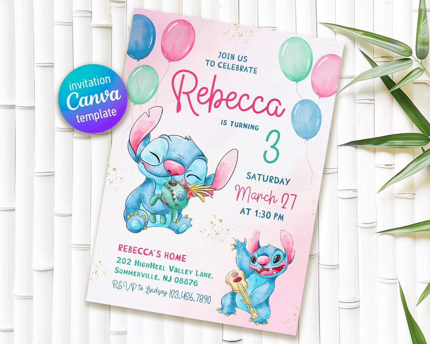 Printable Editable Stitch Invitation, Lilo and Stitch Birthday Invite ...