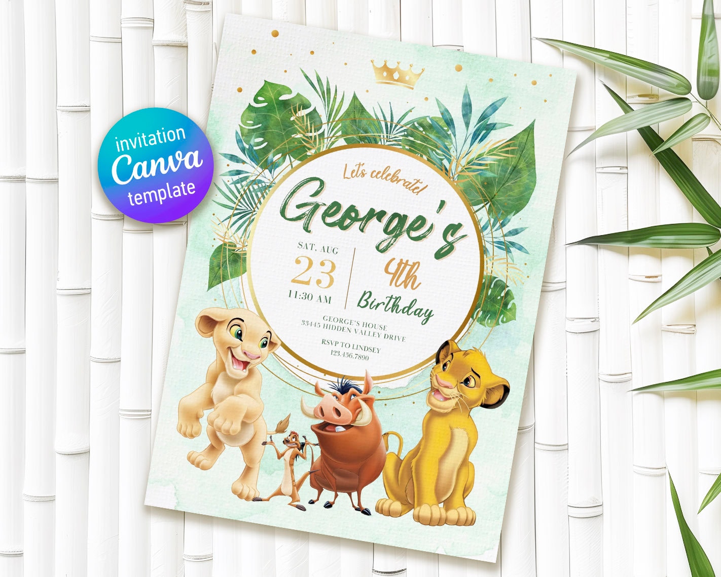 Lion King Printable Birthday Invitation, Simba Birthday Invite, Safari ...