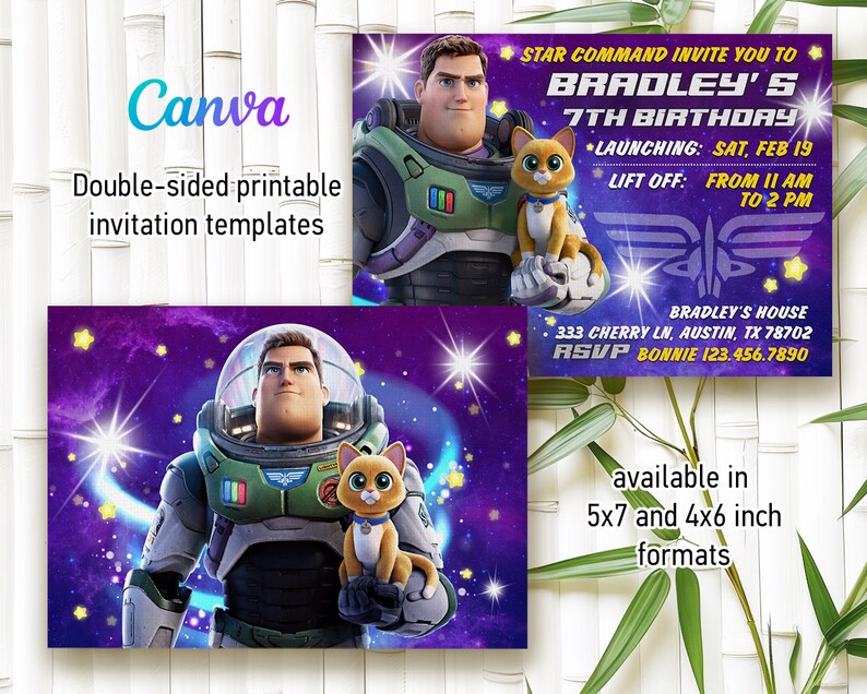 Printable Birthday Invitation, Buzz Lightyear Invite, Spaceman Invite ...