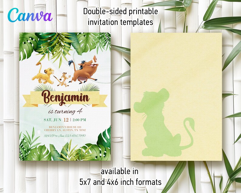 Lion King Printable Birthday Invitation, Simba Birthday Invite, Safari ...