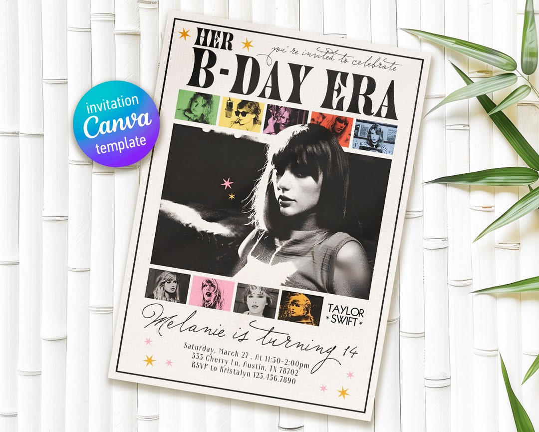 The Eras Tour Birthday Party, Printable Taylor Swift Birthday Invite ...