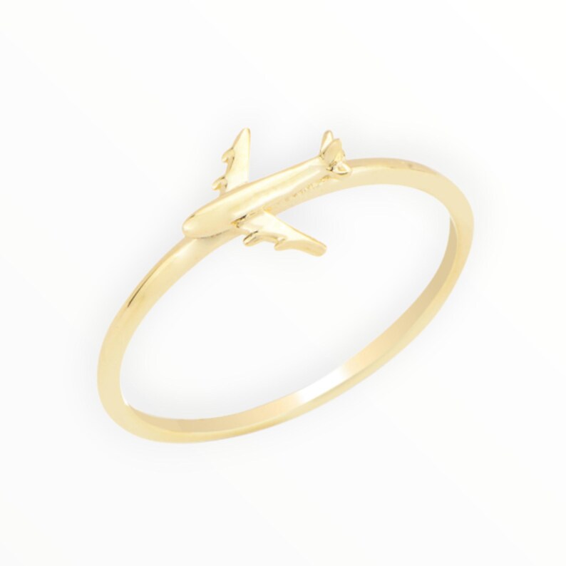 Gold Airplane Ring 1.00 Gram 14K – Travel-inspired, Elegant and Minimalist Jewelry - Hope Gold ...