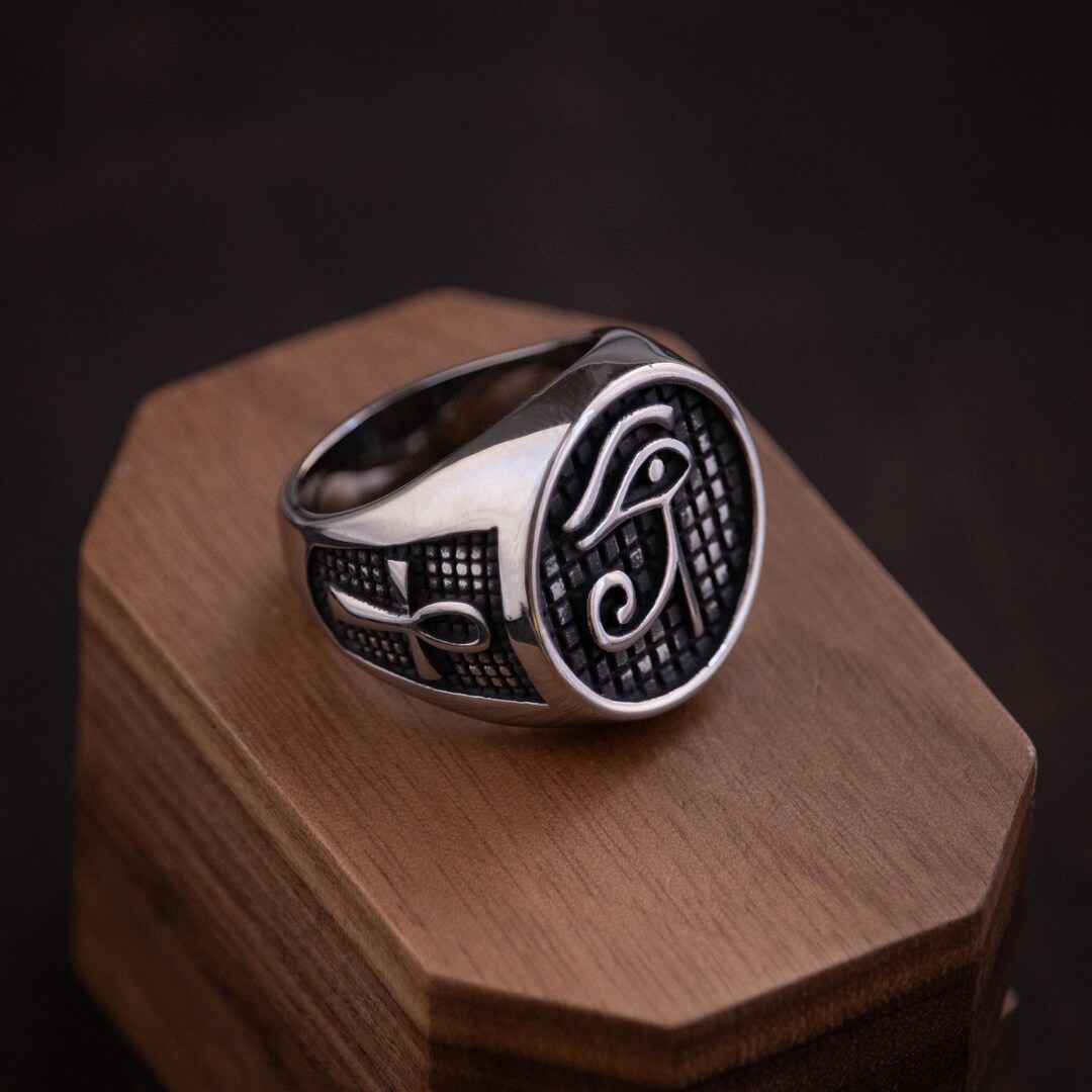 Egyptian Signet Ring Men, Horus God Signet Ring, Unique Amulet Signet ...
