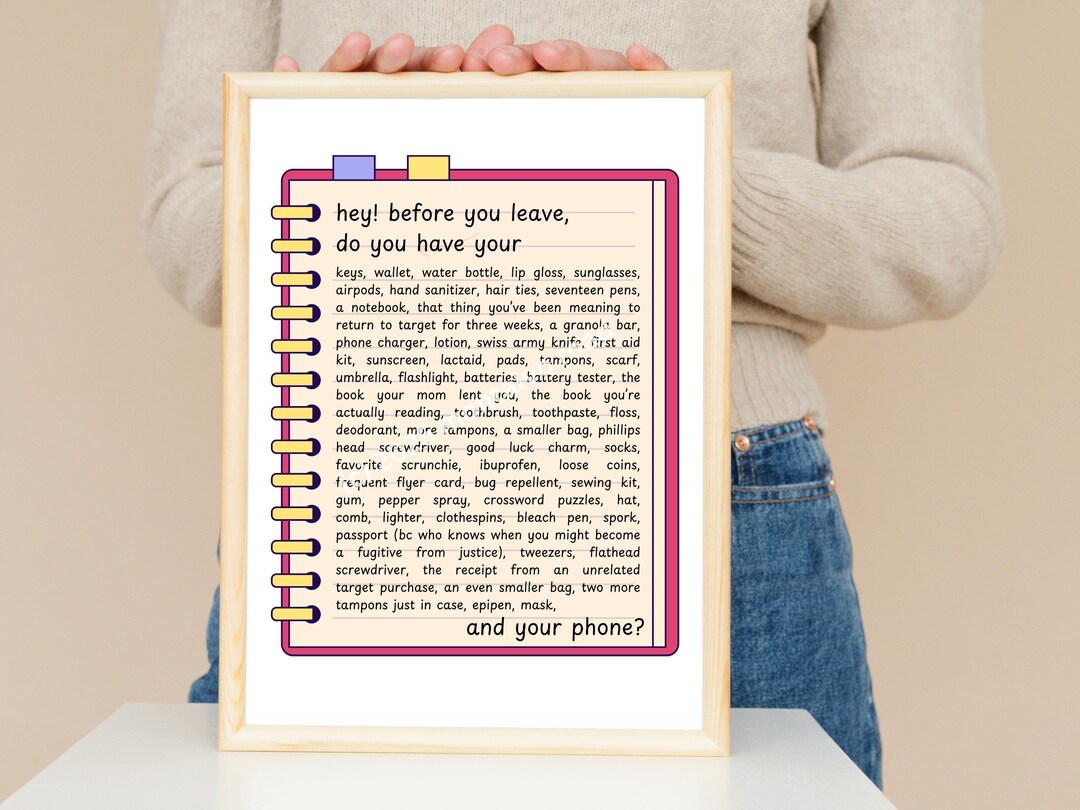 Packing Essentials Poster, Packing List Humor Funny Wall Art - Etsy
