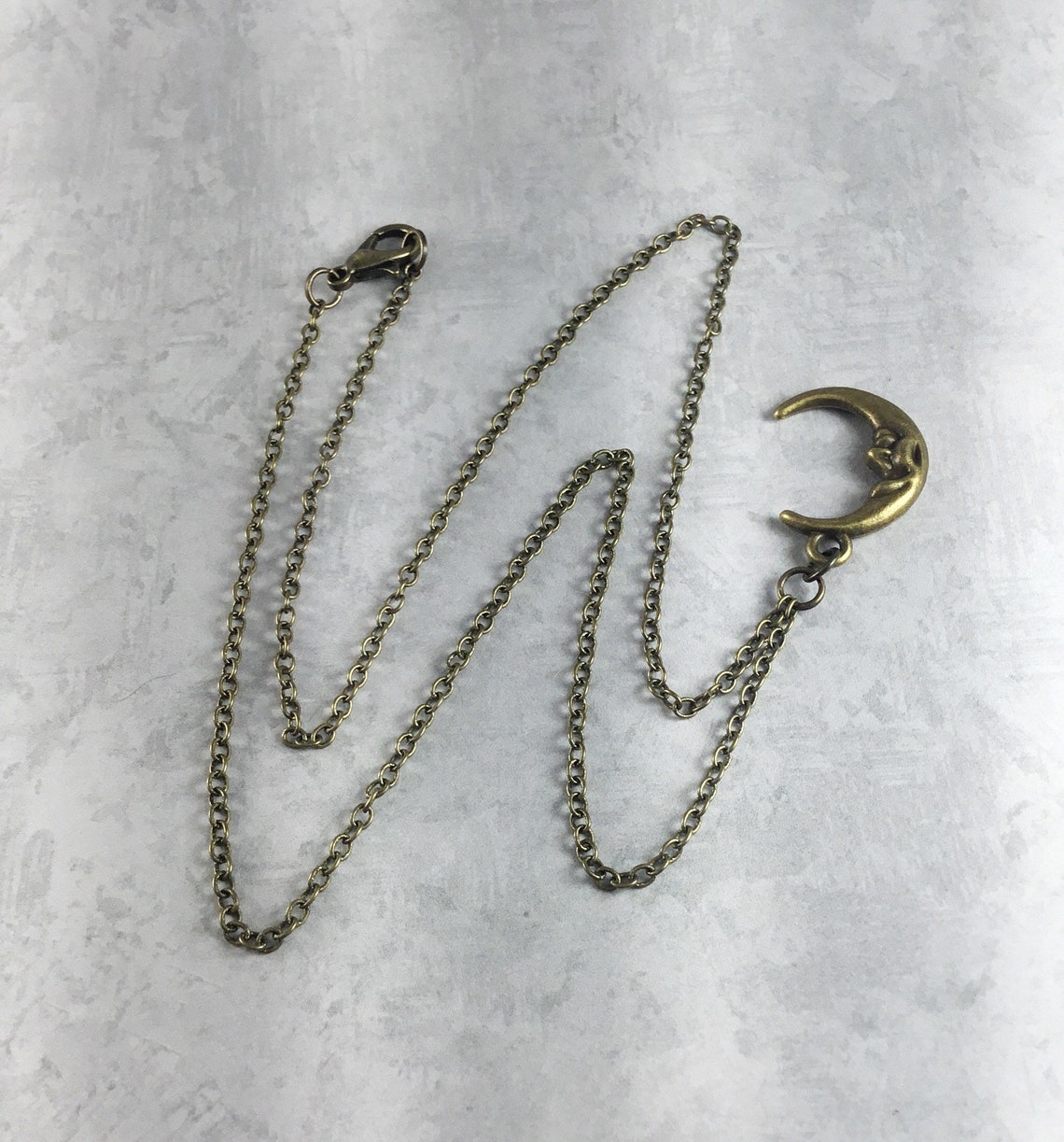 Crescent Moon Whimsigoth Necklace With Antiqued Brass - Etsy