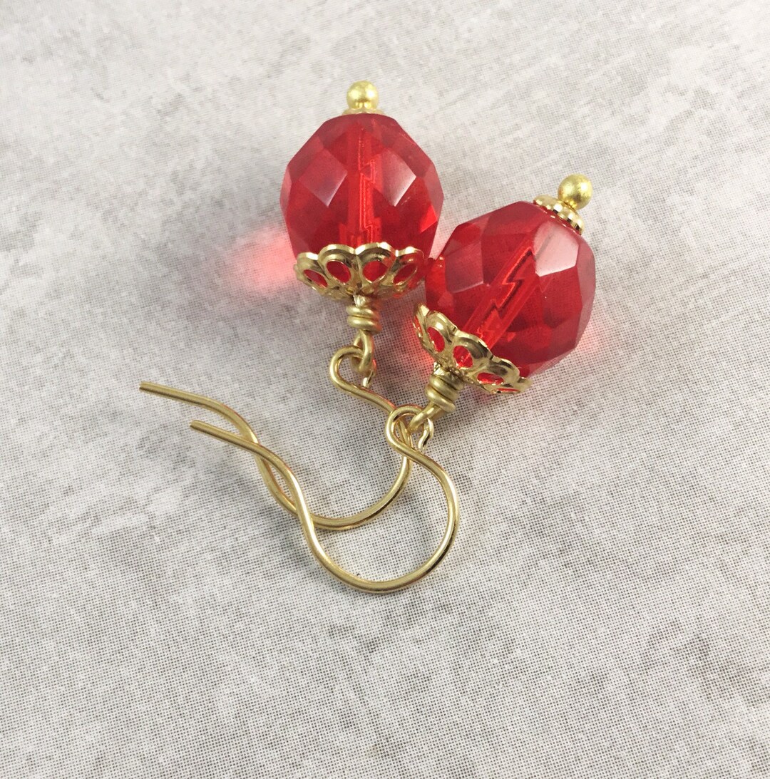 Ruby Red Coquette Earrings With Gold - Etsy
