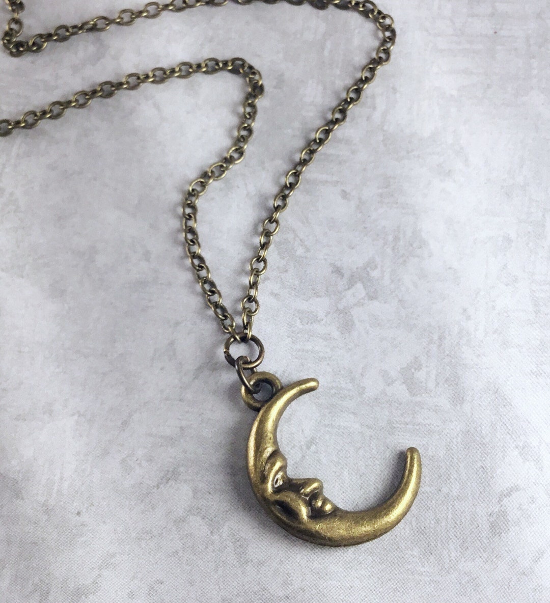 Crescent Moon Whimsigoth Necklace With Antiqued Brass - Etsy