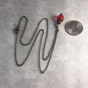 Ruby Red and Crescent Moon Whimsigoth Necklace Set With Antiqued Brass ...