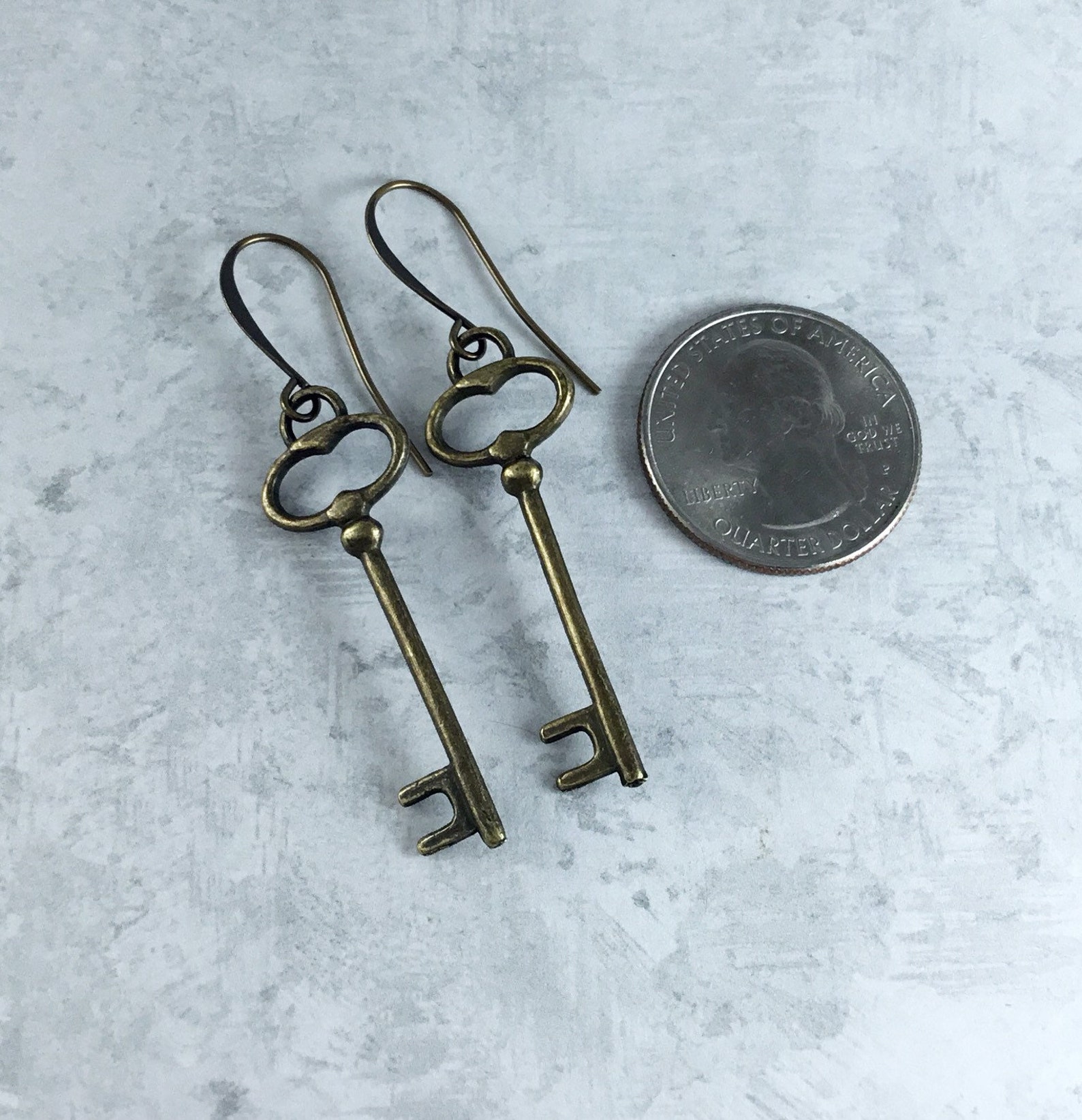 Skeleton Key Dark Academia Earrings With Antiqued Brass - Etsy