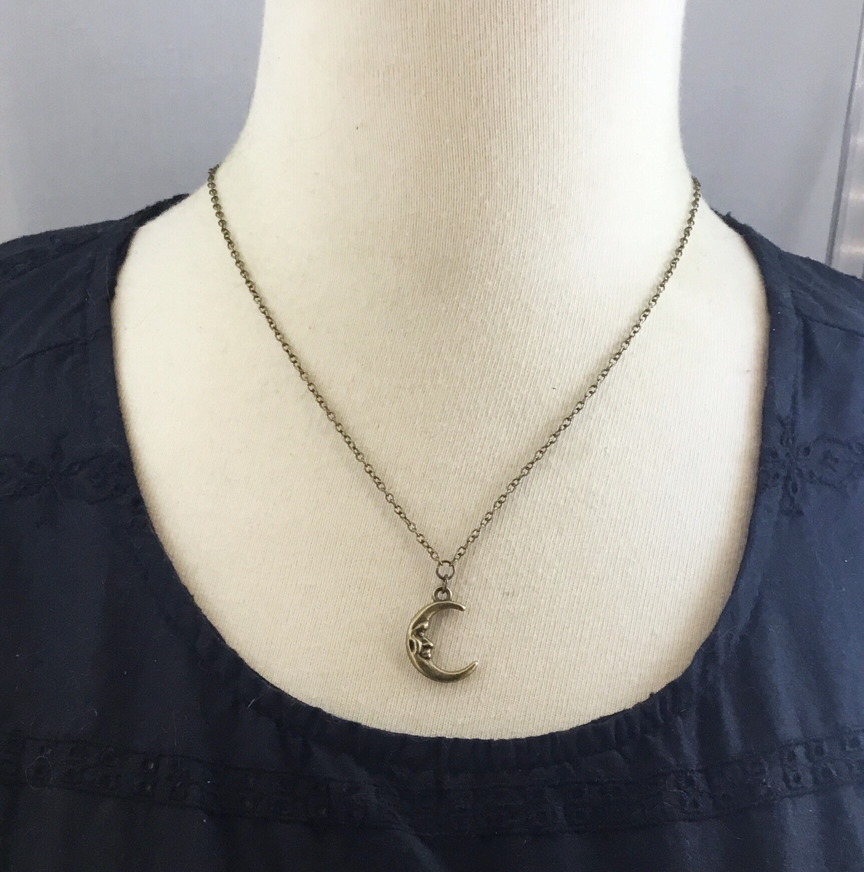 Crescent Moon Whimsigoth Necklace With Antiqued Brass - Etsy