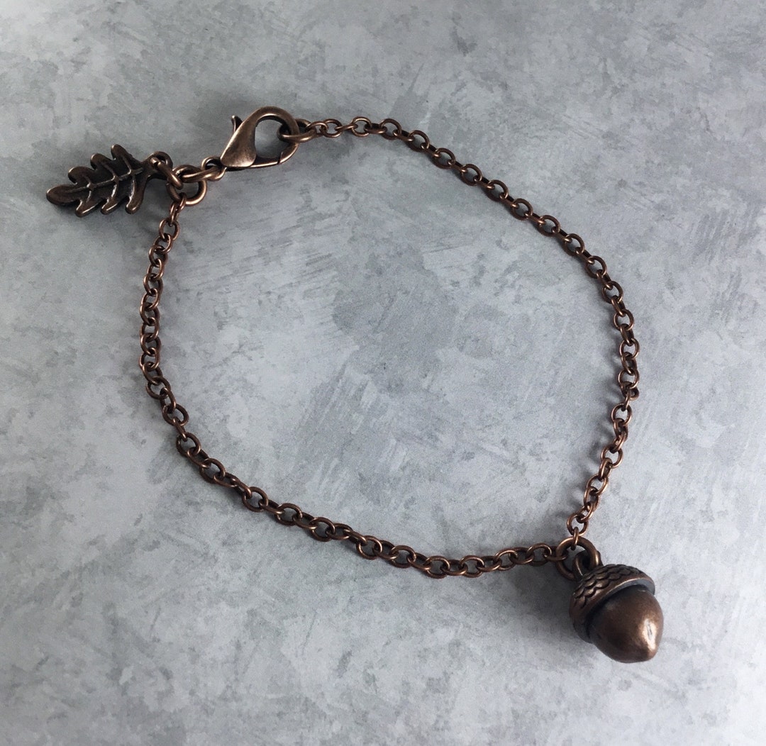 Tiny Acorn Cottagecore Bracelet With Antiqued Copper - Etsy
