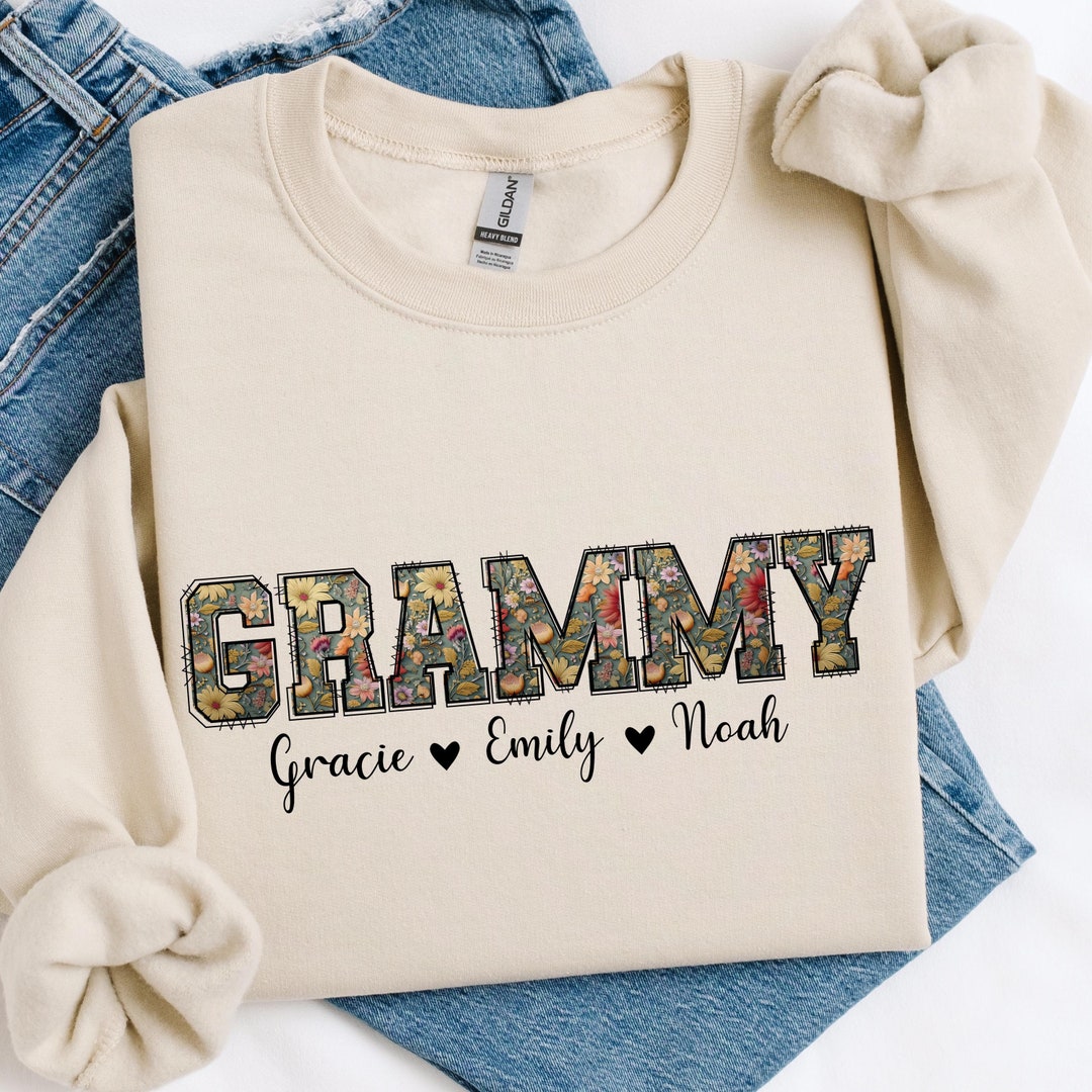 Custom Grammy Sweatshirt With Names Personalized Grammy Crewneck Floral ...