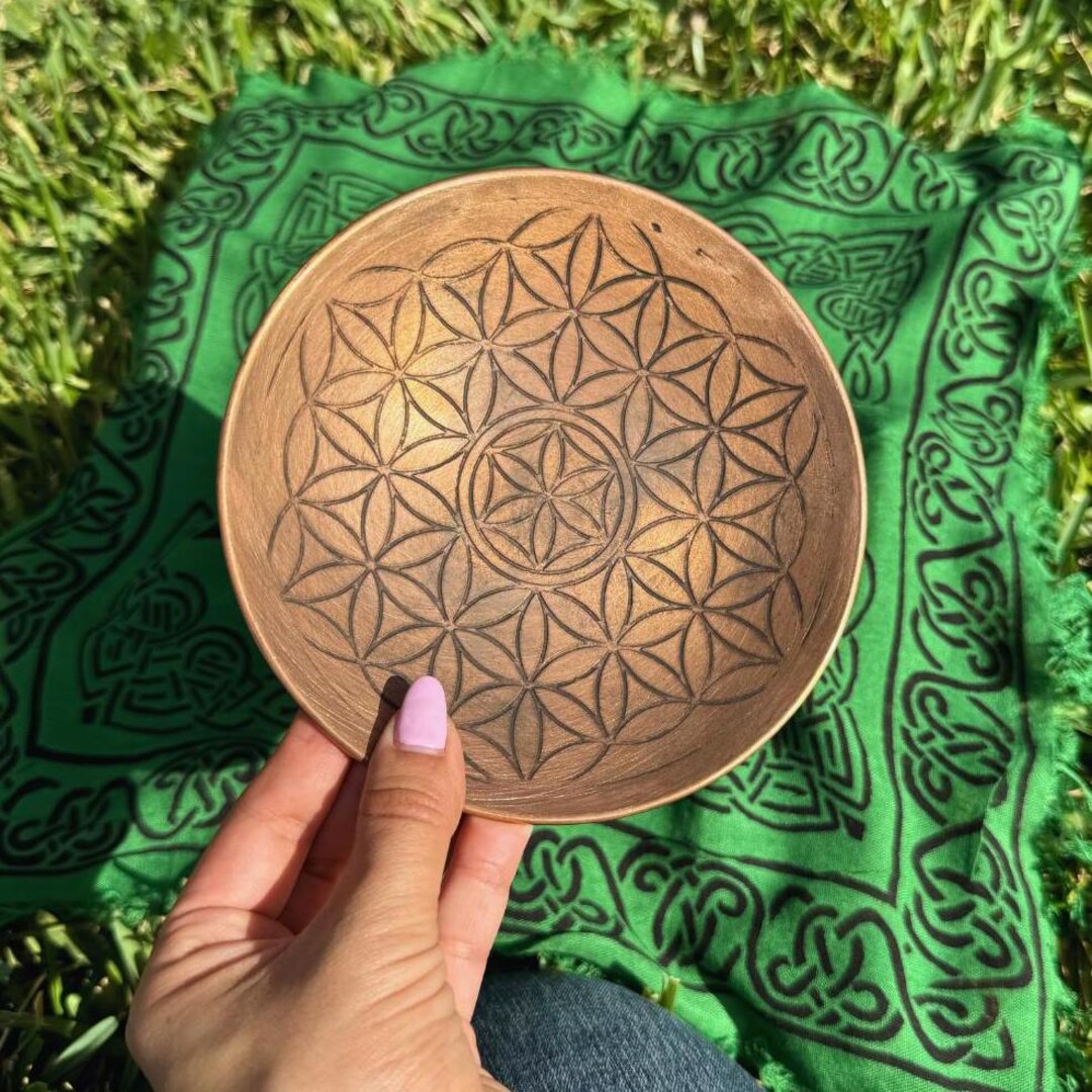 Flower of Life Copper Offering Bowl | Sacred Geometry Offering Bowl ...