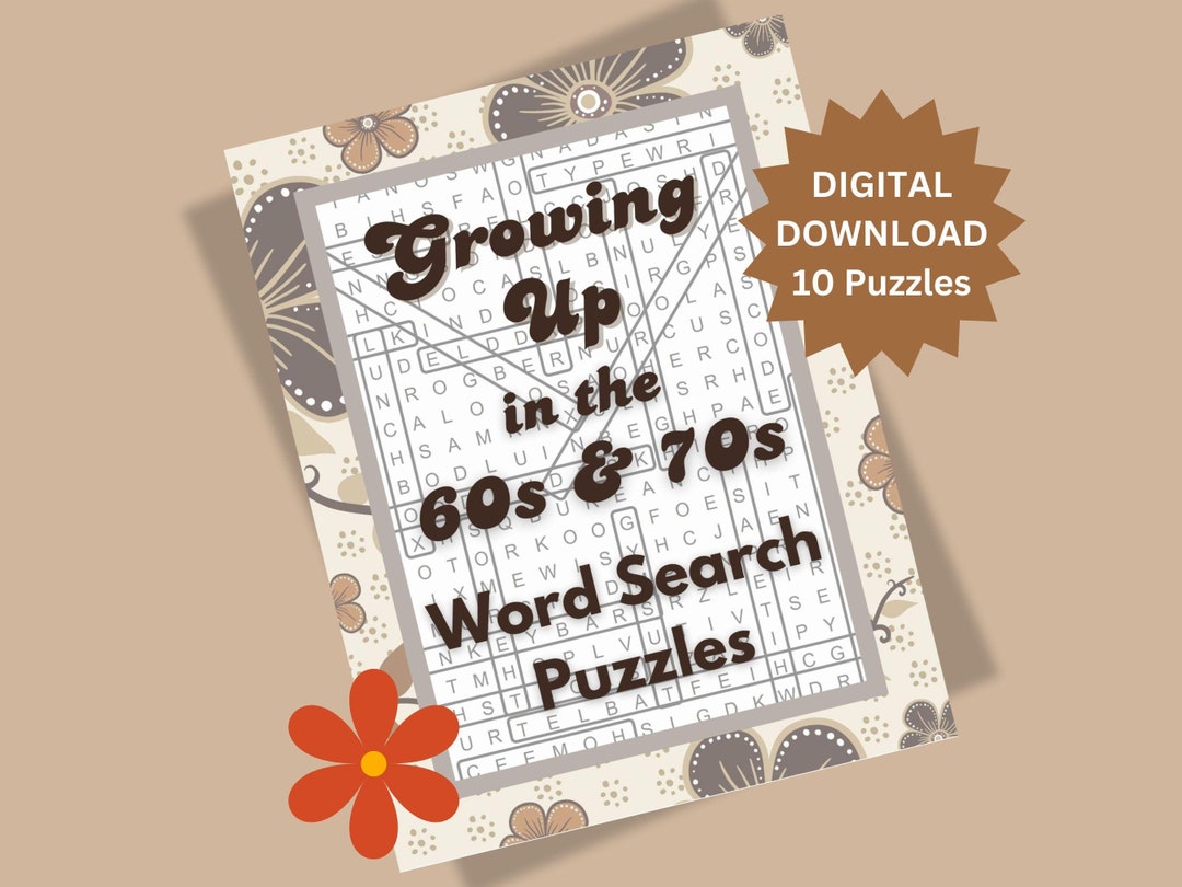 Word Search Puzzle Booklet 1960s 1970s Kids, Digital Download ...