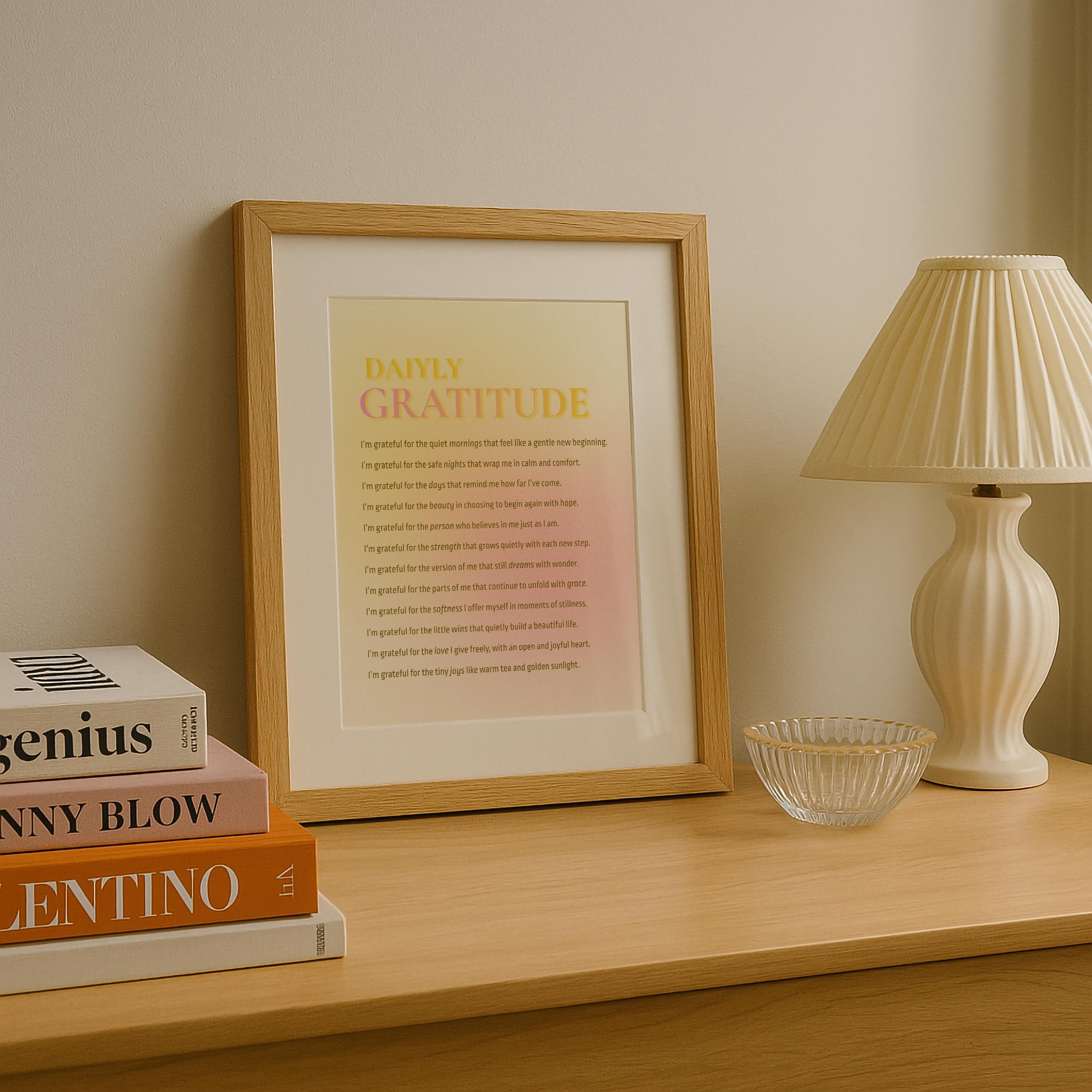 Daily GRATITUDE Quote Poster for WFH Room Dorm Office Bedroom Decor ...